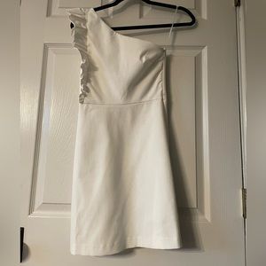 Zara | Dresses | Zara White Ruffle One Shoulder Dress | Poshmark